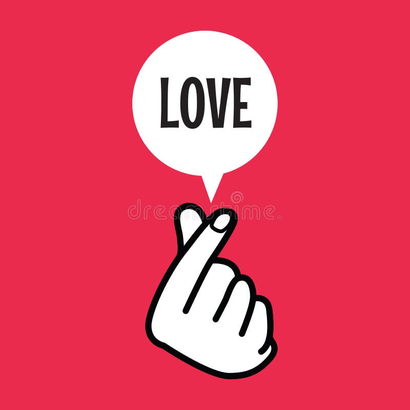 Finger Heart Sign Symbol with Love Balloon Text. Stock Vector ...