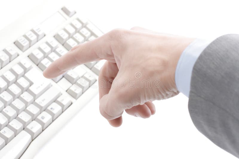 Finger Hit the Button on the Old Computer Keyboard Stock Image - Image ...