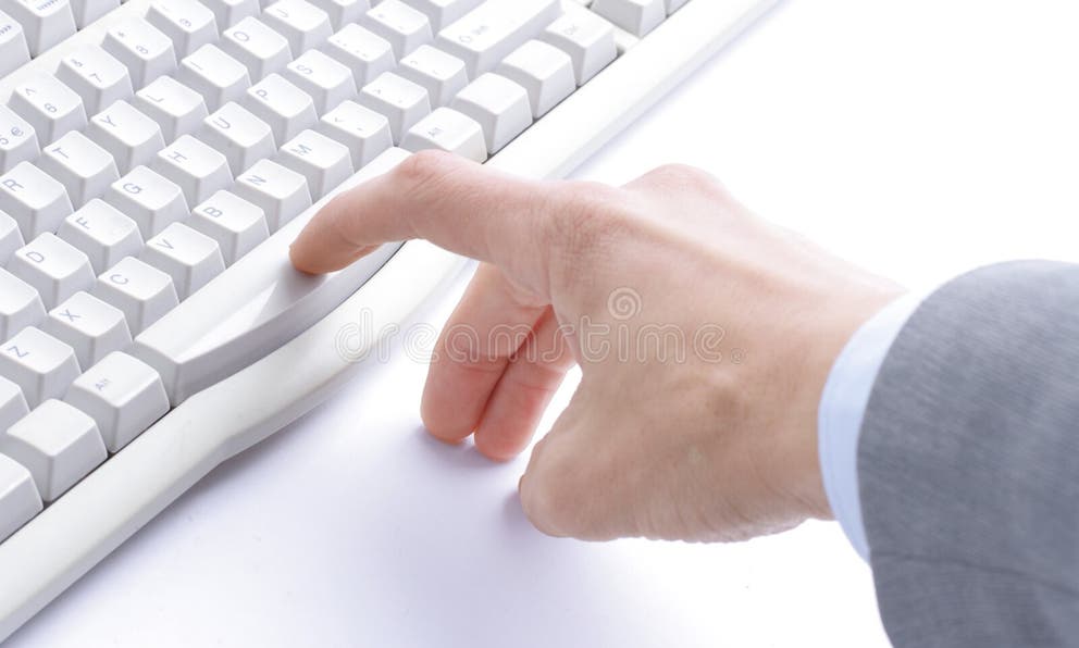 Finger Hit the Button on the Old Computer Keyboard Stock Image - Image ...
