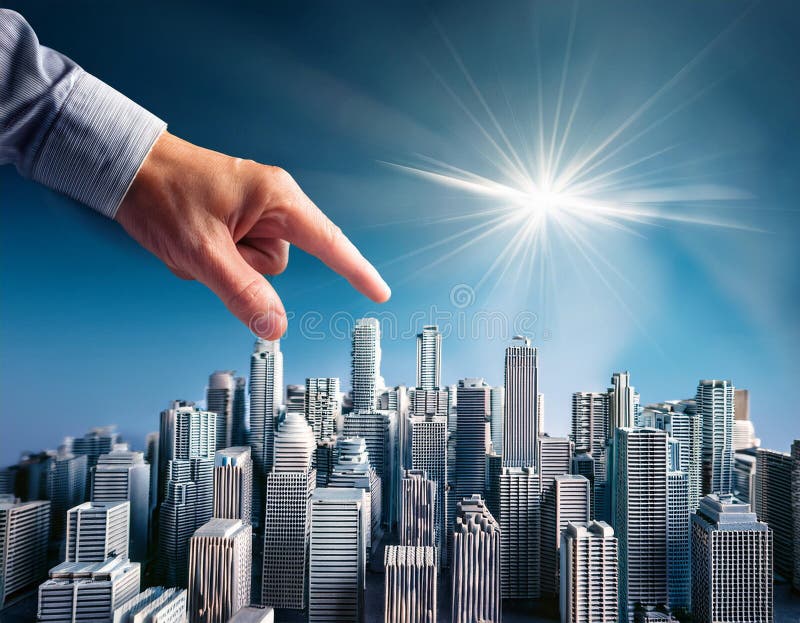 A Finger Hovering Above a Miniature City Model, Depicting Urban ...