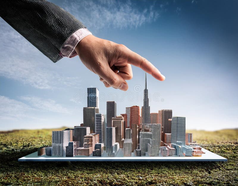 A Finger Hovering Above a Miniature City Model, Depicting Urban ...