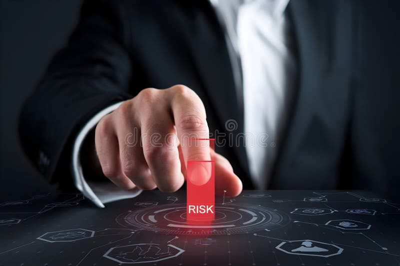 Finger Hovers Over RISK Bar, Dim Setting Highlights Critical Decision ...