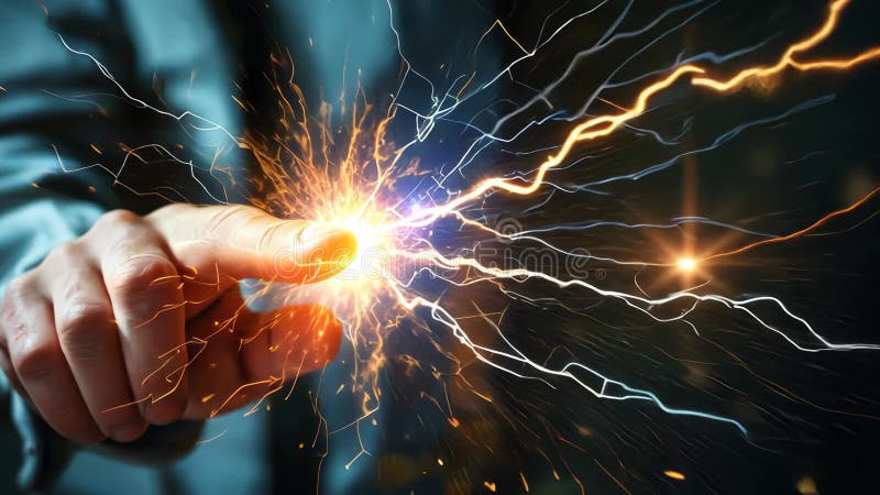 Ignition of Electric Sparks by Human Finger in a Dark Environment Stock ...