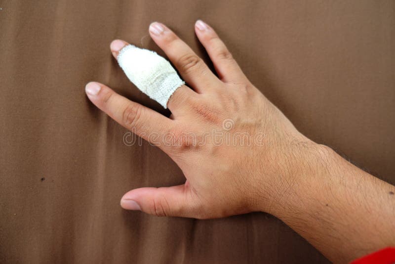 Finger Injury with Bandage. Stock Image - Image of disinfect, blood ...