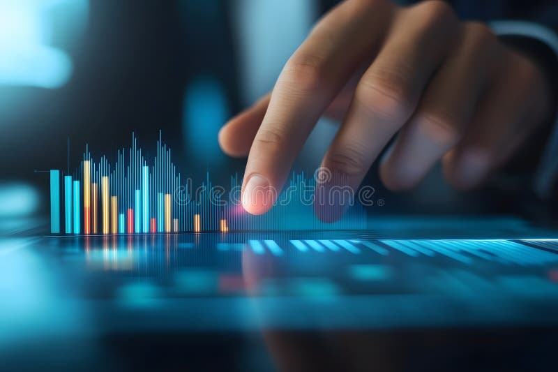 Finger Interacting with a Bar Graph on a Digital Tablet Stock ...