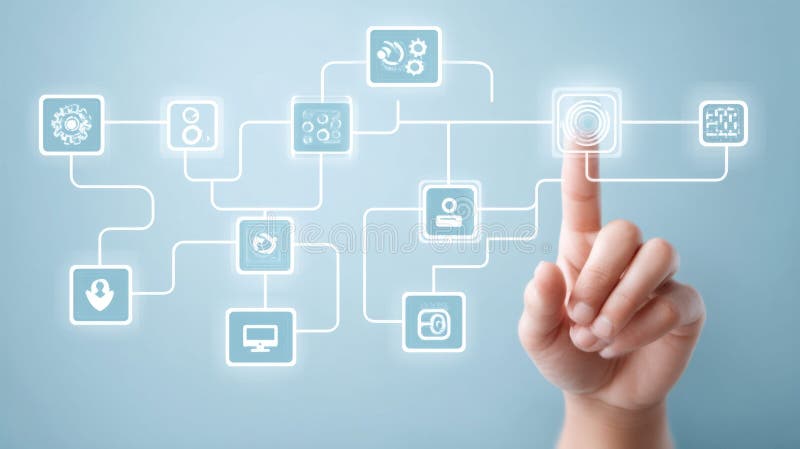 A Finger Interacting with a Digital Interface, Highlighting a Network ...