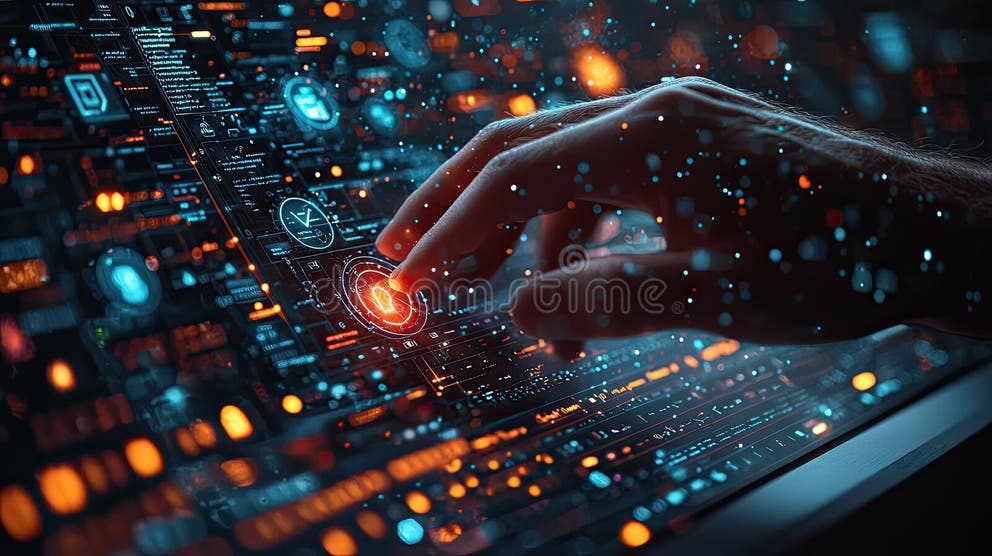 Finger Interacting with Futuristic Technology Interface Security System ...