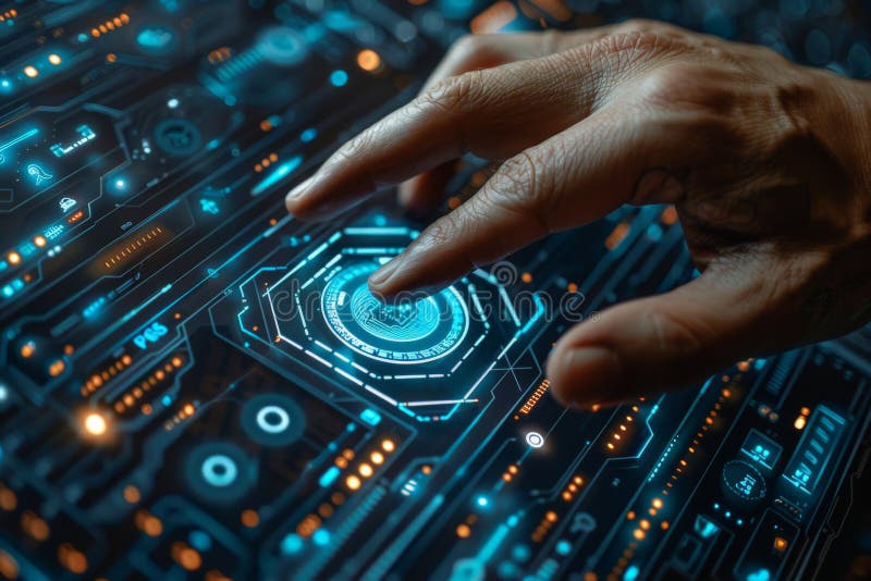 Finger Interacts on Screen with Water, Electronic Instrument, Fluid ...