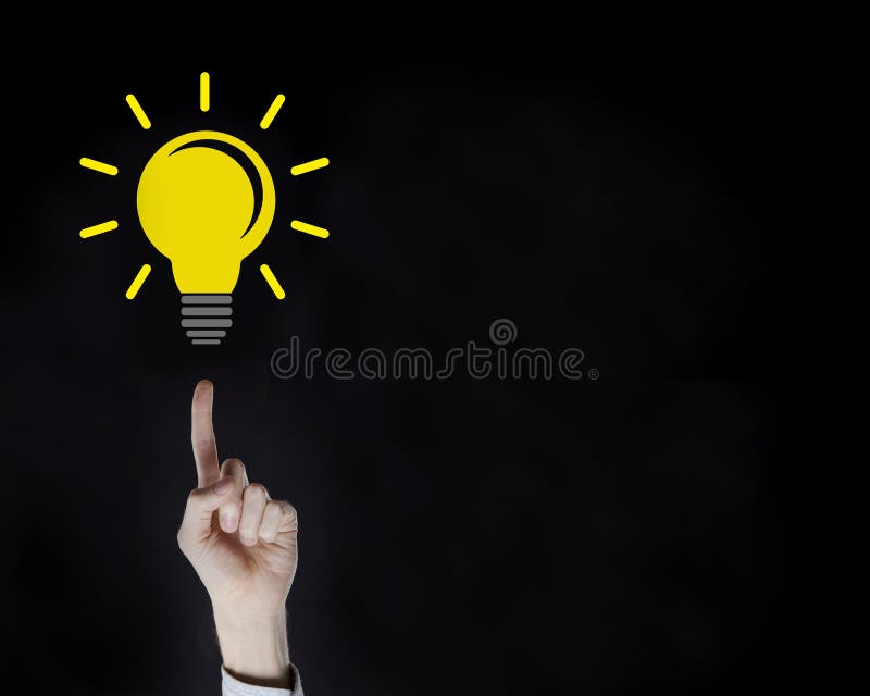 Finger with a Light Lamp Symbolizes a Good Idea Stock Image - Image of ...