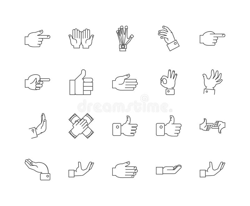 Finger Line Icons, Signs, Vector Set, Outline Illustration Concept ...