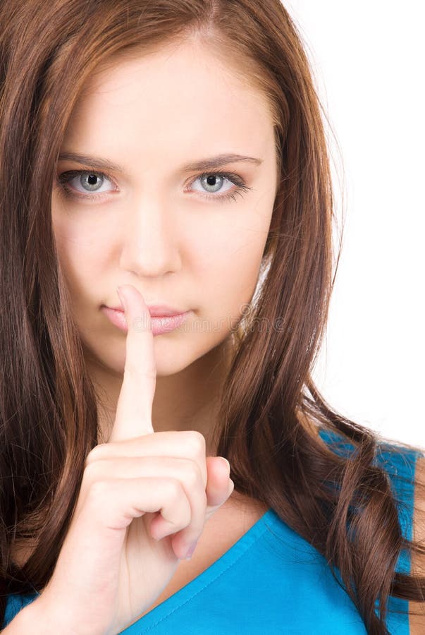 Female gesturing silence stock image. Image of shush - 15392161