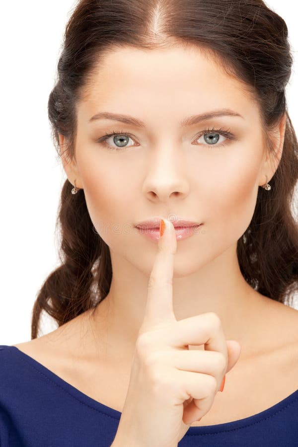 Finger on lips stock image. Image of beautiful, happy - 23684535