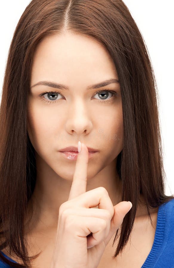 Finger on lips stock image. Image of face, beautiful - 12177941