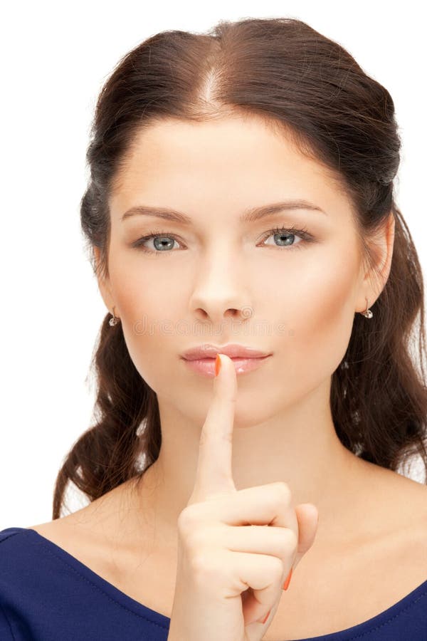 Finger on lips stock image. Image of confident, businesslady - 40190097