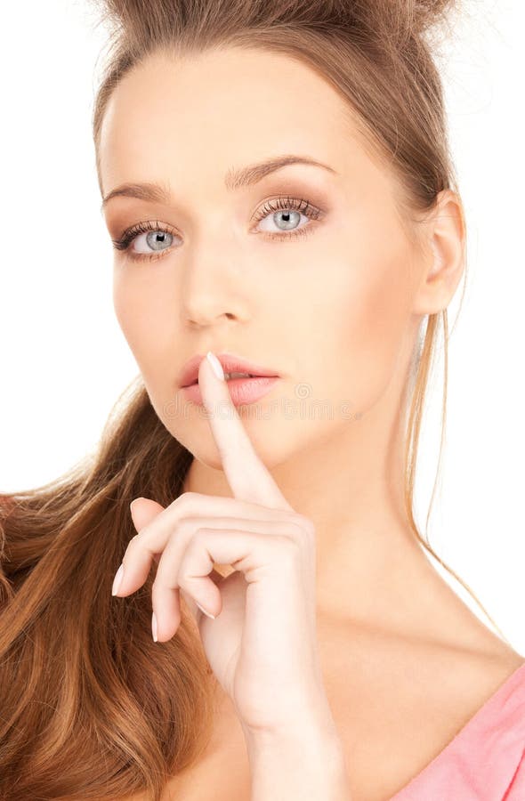 Finger on lips stock photo. Image of model, bright, looking - 40512918