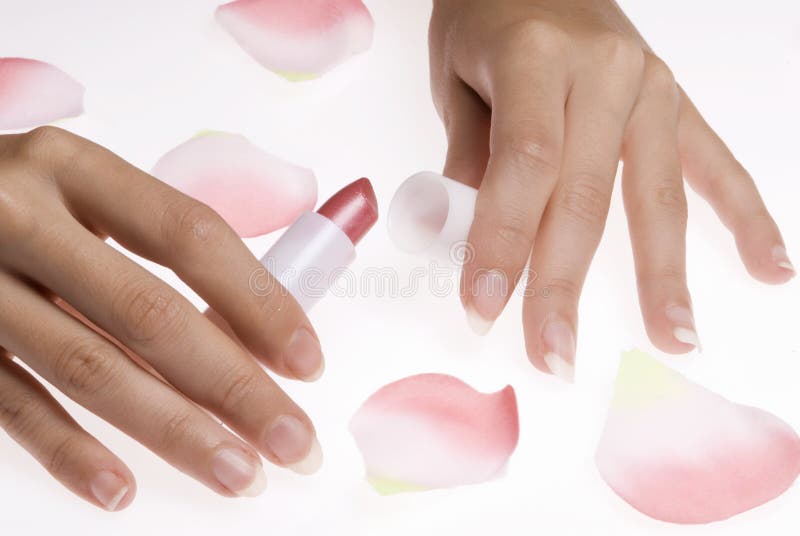 Finger lipstick and rose stock photo. Image of petals - 4868532