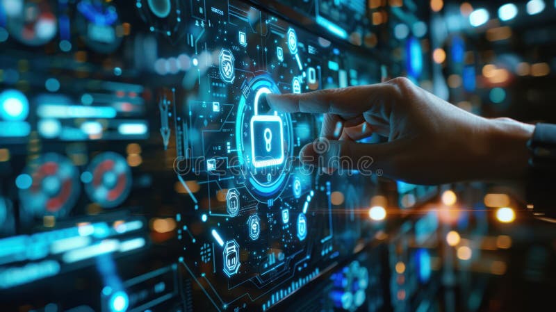 The Finger on Lock Icon.AI Generated Image Stock Image - Image of lock ...