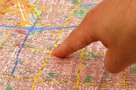 Finger on a map stock photo. Image of close, compass, yellow - 144610