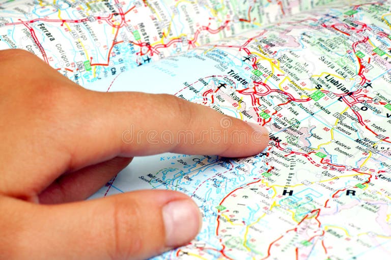Finger on the map stock image. Image of journey, adventure - 20480373