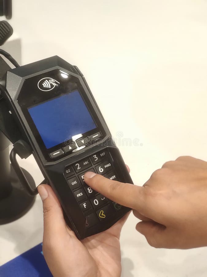 Finger Marking Code in Payment with Dataphone. with Copy Space on the ...