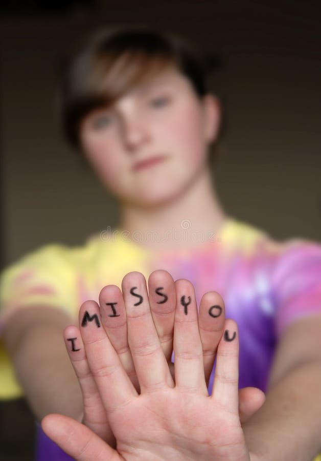 Finger Message I Miss You stock image. Image of couple - 19105839