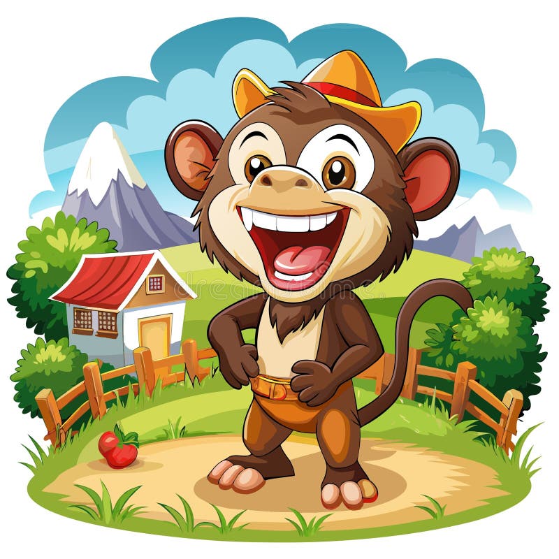 Finger Monkey Brave Laughs Farm Vector Stock Vector - Illustration of flat, gorilla: 325008880
