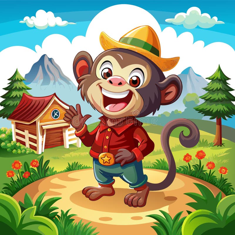 Finger Monkey Charming Rests Jungle Vector Stock Illustration ...