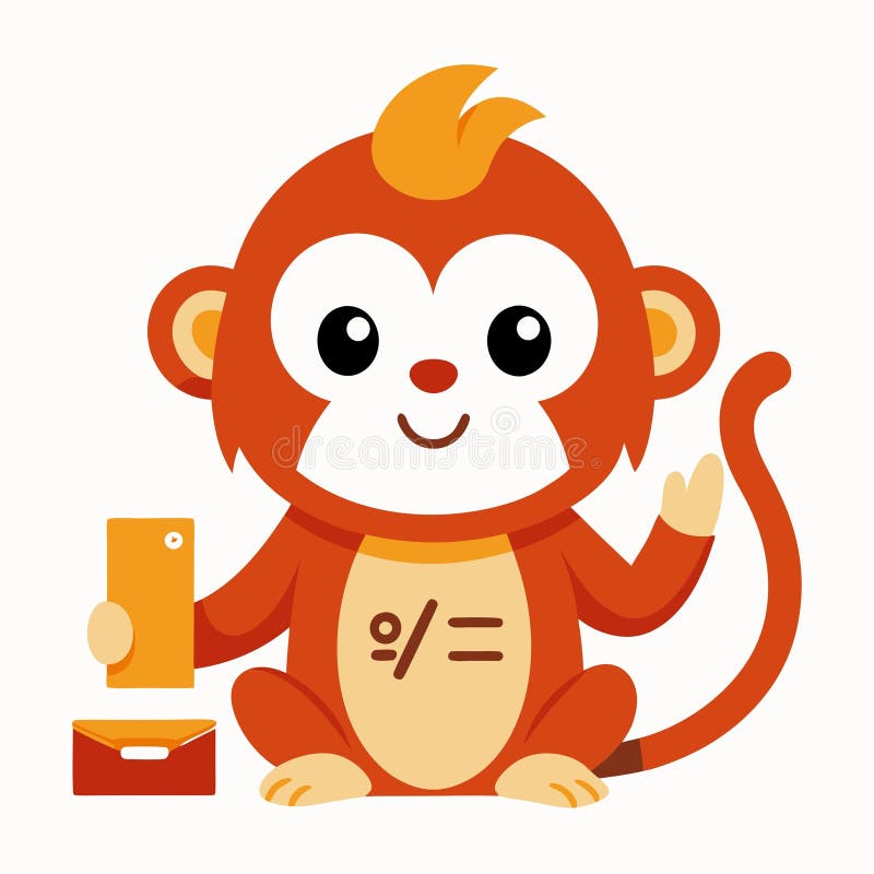 Finger Monkey Learns Kawaii Stock Vector - Illustration of flat, happy ...