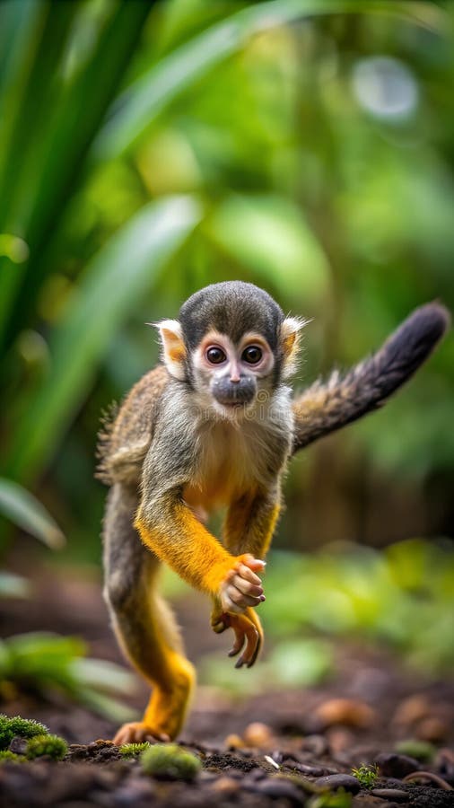 Finger Monkey runs forest stock illustration. Illustration of ...