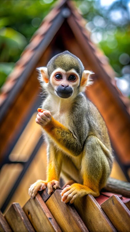 Finger Monkey sits house stock illustration. Illustration of animal ...