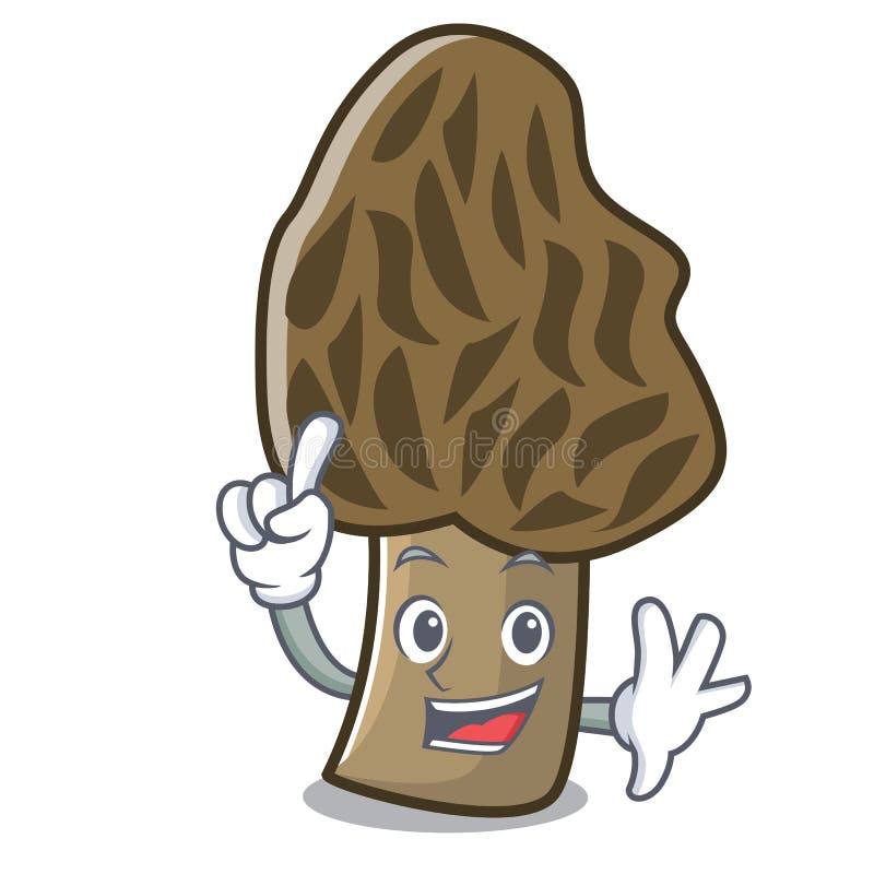 Finger Morel Mushroom Mascot Cartoon Stock Vector - Illustration of ...