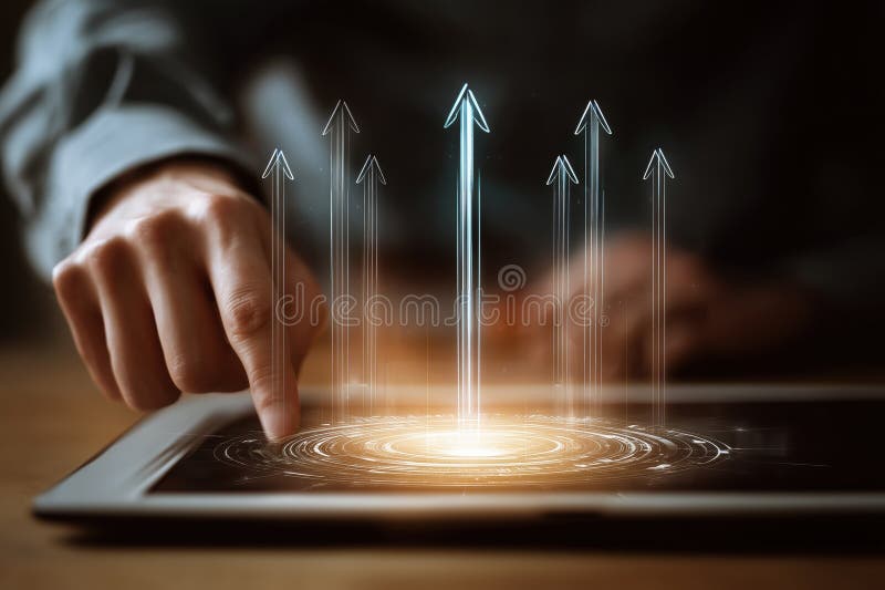 Finger Operating Tablet Computer Data Visualization Interface Stock ...