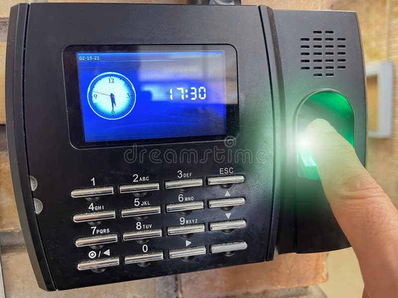 A Finger Placed on an Access Control Terminal with Fingerprint, Laser ...