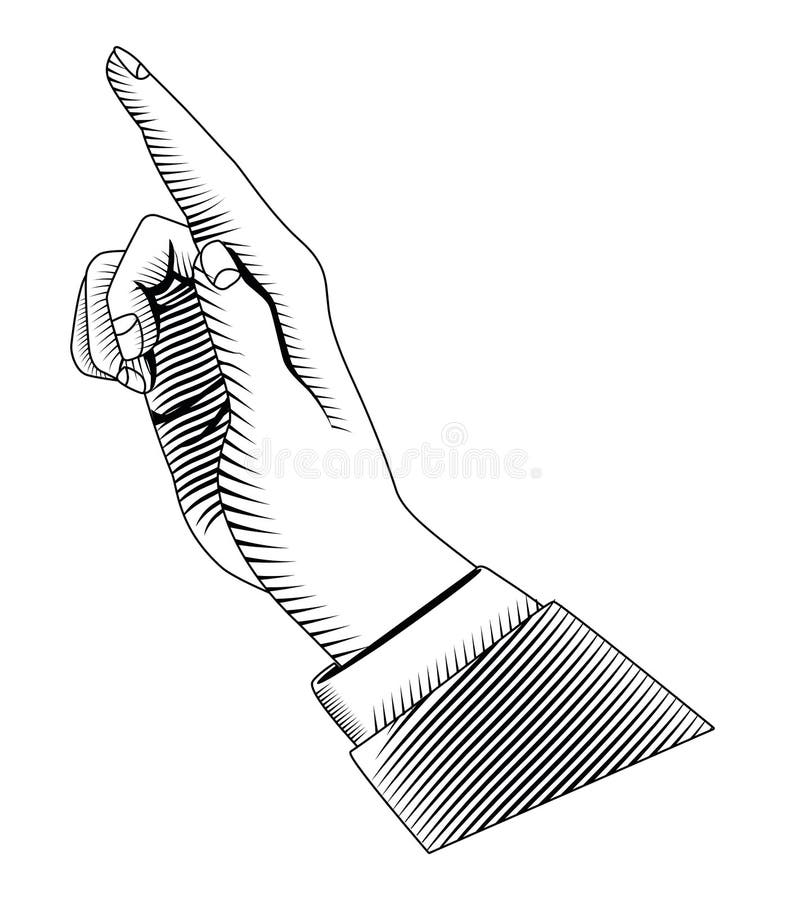 Finger point left drawn stock vector. Illustration of pointer - 242129477
