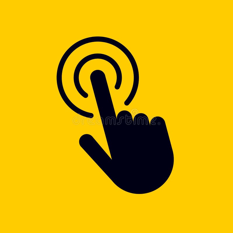 Finger Clicks on Yellow Button and Set Hand Pointer or Mouse Cursor ...