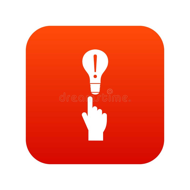 A Finger Pointer and Light Bulb Icon Digital Red Stock Vector ...