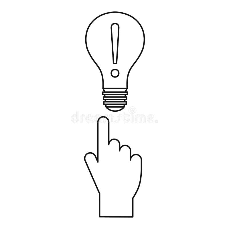 A Finger Pointer and Light Bulb Icon Icon Stock Illustration ...