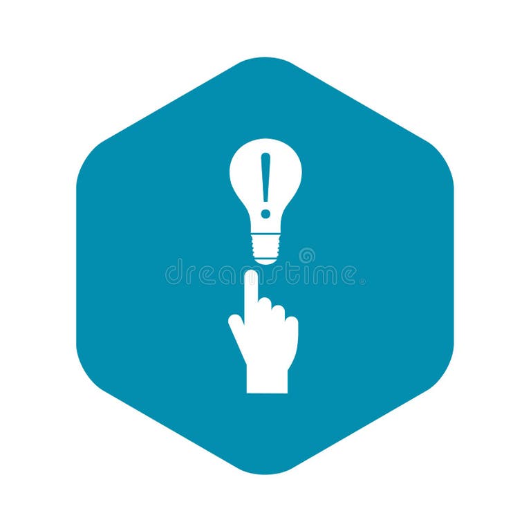A Finger Pointer and Light Bulb Icon, Simple Style Stock Vector ...