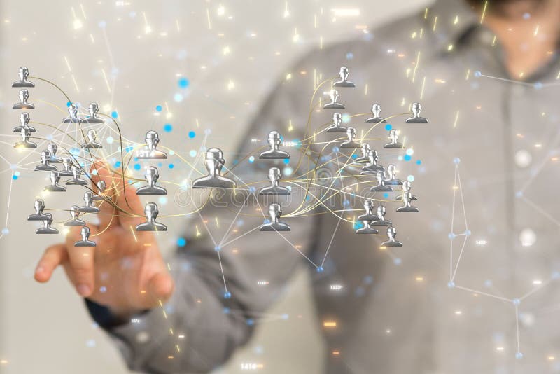 Finger Pointing on 3d Floating Connected People Icons - a Concept of ...