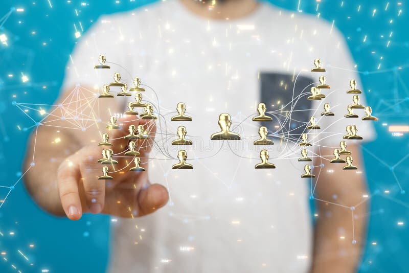 Floating Connected People Icons Over a Hand - a Concept of Networking ... Floating Connected People Icons Over a Hand - a Concept of Networking ...