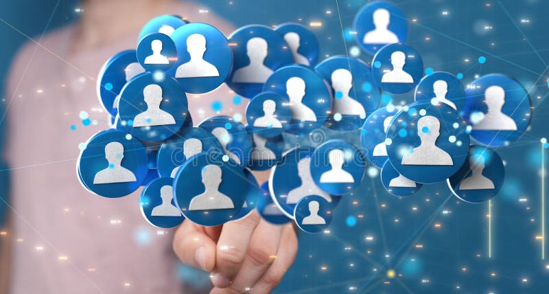 Finger Pointing on 3d Floating People Icons - a Concept of Networking ...