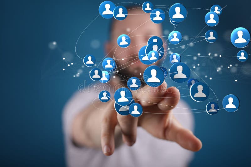 Finger Pointing on 3d Floating People Icons - a Concept of Networking ...