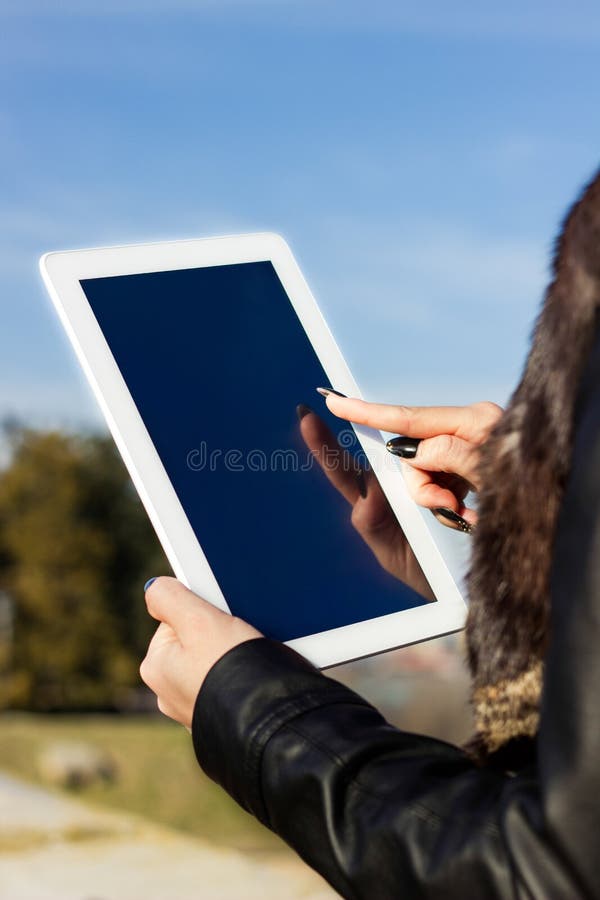 Finger Pointing on Digital Tablet Stock Photo - Image of looking, cute ...