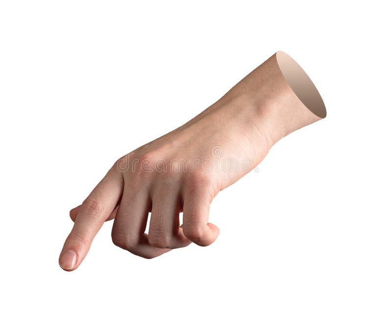 Finger Pointing Down, Hand Gesture with Index Tip Extended, Press Touch ...
