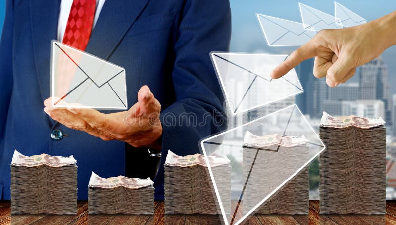 Finger Pushing the Mail Icon Stock Image - Image of graphic, blue: 19802813