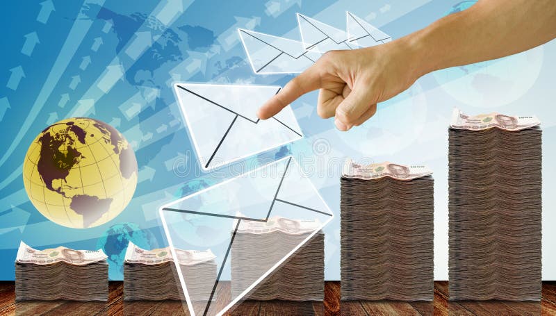 Finger Pushing the Mail Icon Stock Image - Image of graphic, blue: 19802813