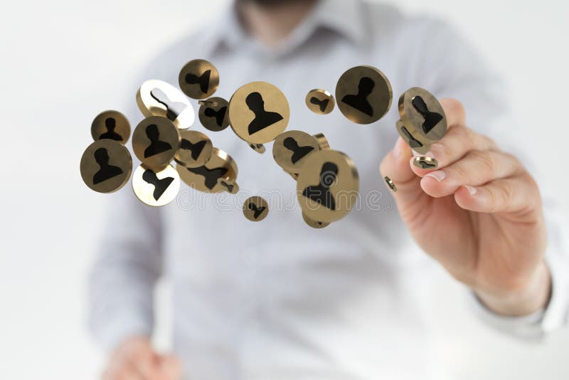 Finger Pointing at a Group of Digital Human Profile Icons - a Team ...