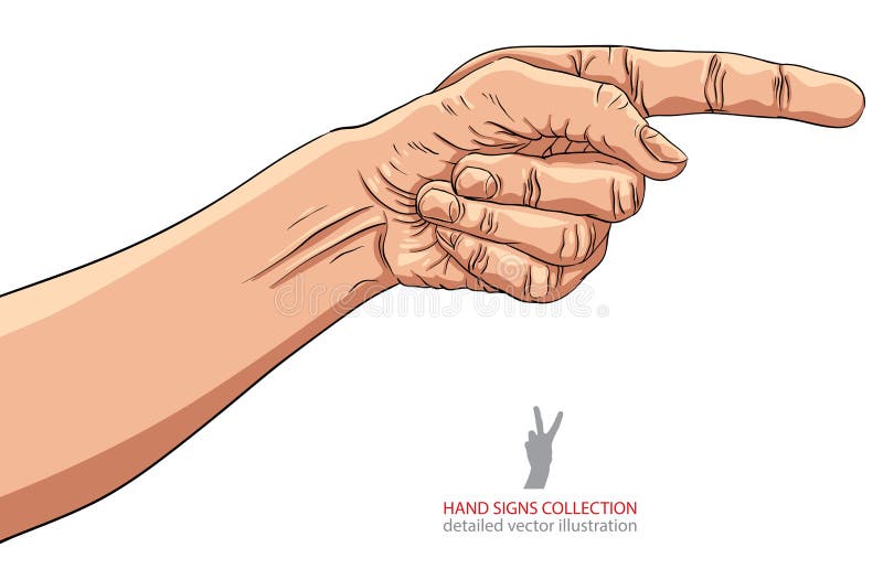 Finger Pointing Hand, Detailed Vector Illustration, Hand Sign. Stock ...