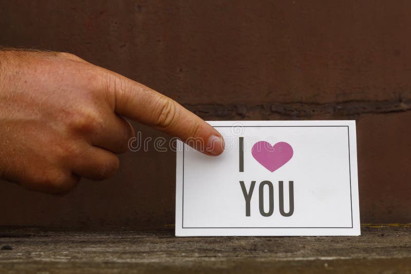 Finger Pointing at I Love You Printed Card Stock Photo - Image of ...