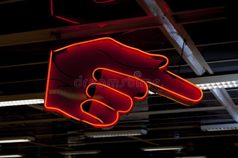 Finger Pointing Right - Neon Light Stock Photo - Image of horizontal ...